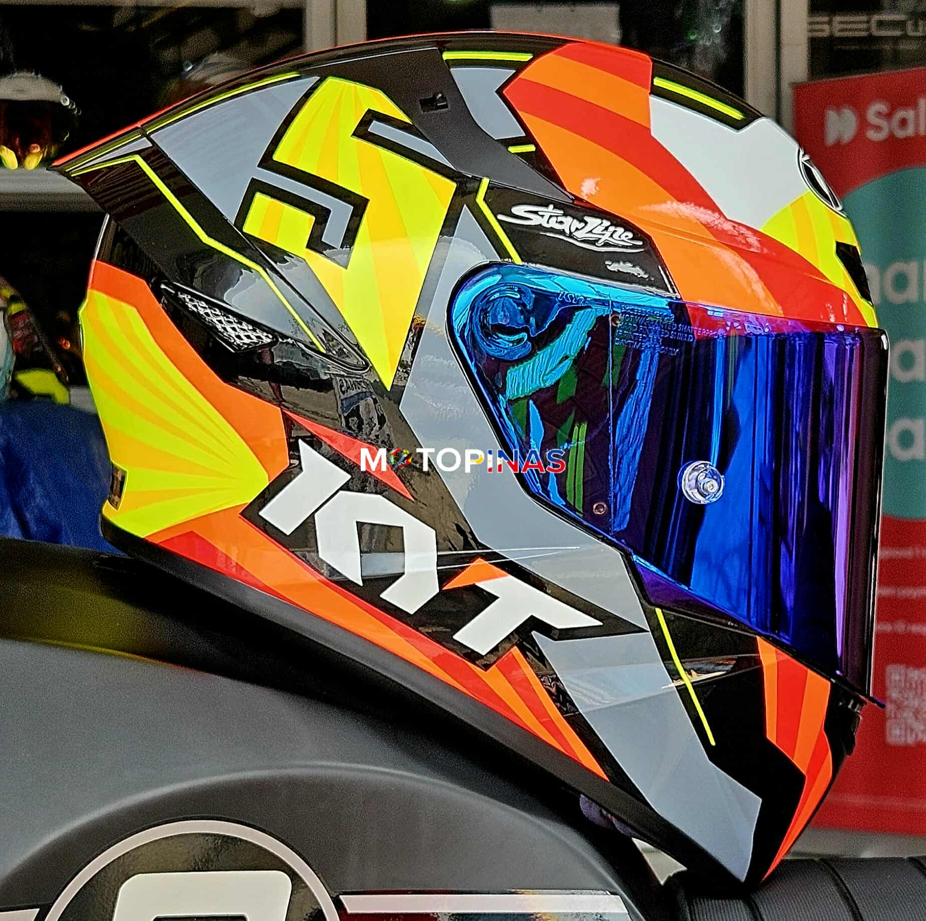 KYT TT-Course Flux Masia Fullface Helmet Single Visor and Iridium Lens ...