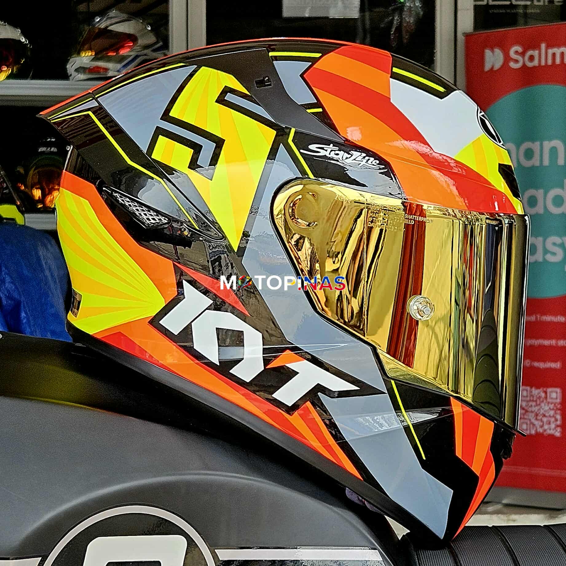 KYT TT-Course Flux Masia Fullface Helmet Single Visor and Iridium Lens ...
