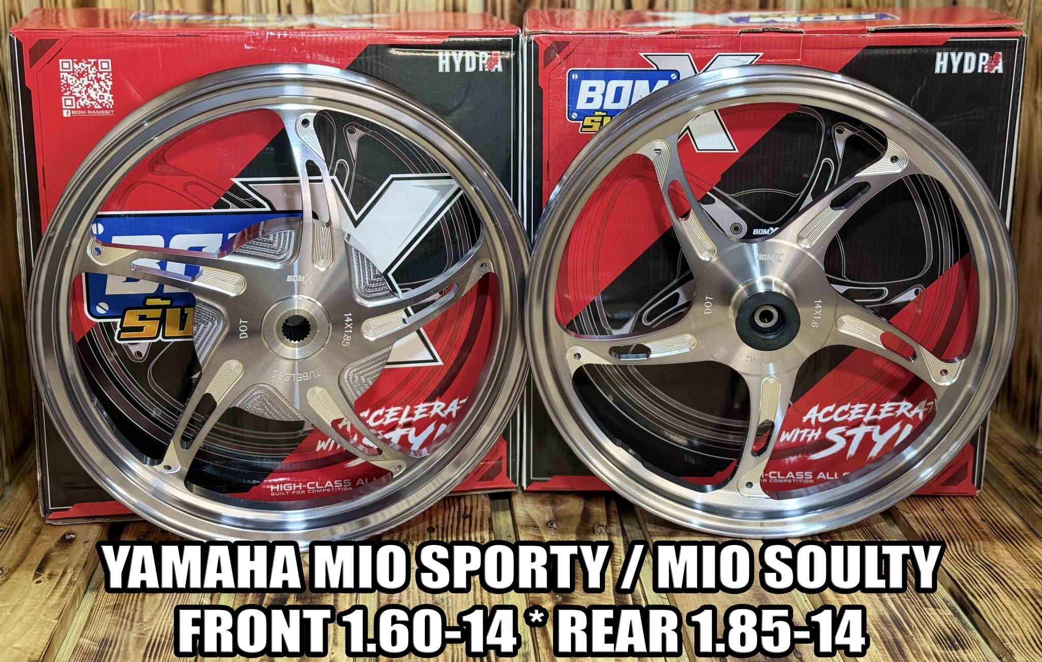 MIOLS3 BRAND NEW BOM X HYDRA CNC MAGS 14s 5 SPOKES MIO SPORTY / MIO ...