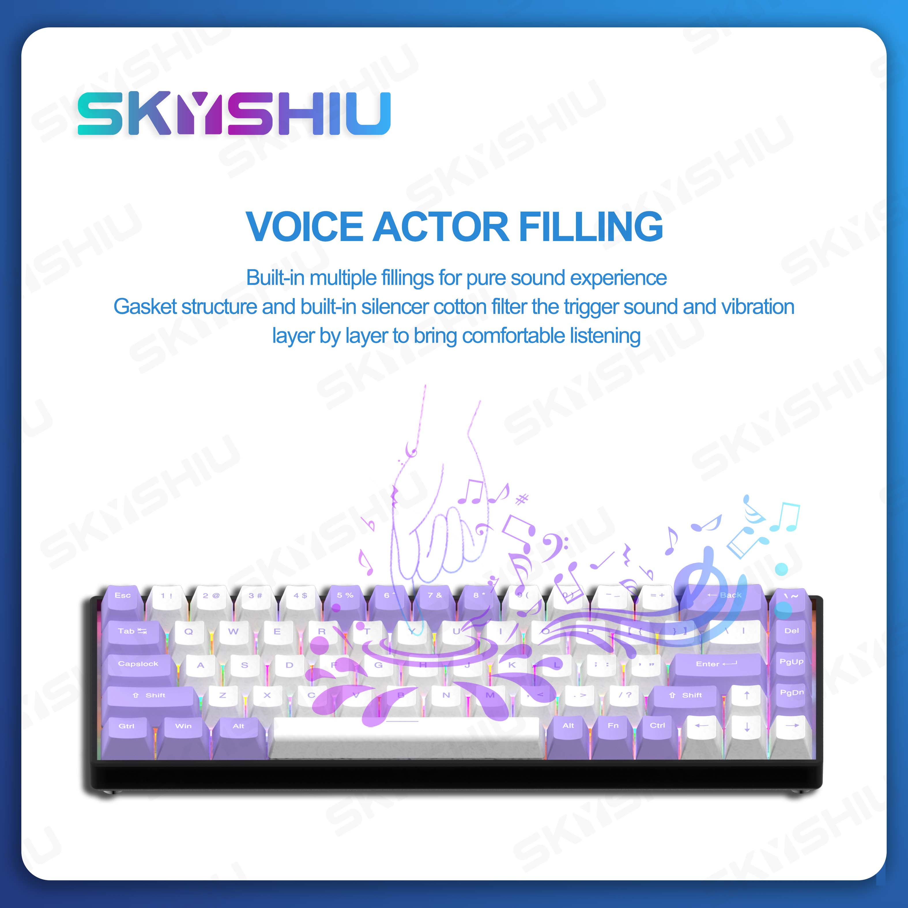 SKYSHIU SK-68 V2 68 Keys Mechanical Keyboard RGB 5 Pin Hot Swappable ...