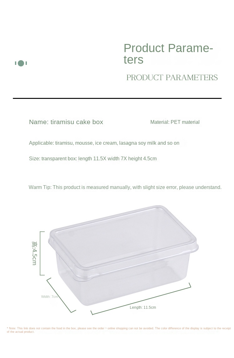 10pcs Transparent Tiramisu Box with Lid, Mousse Cake Box, Disposable ...