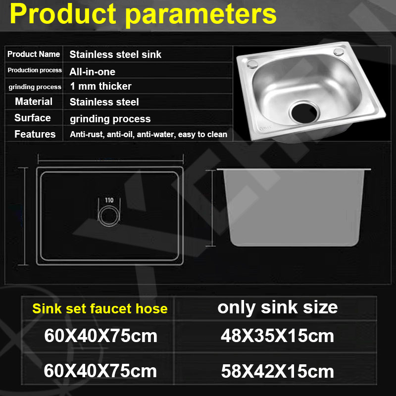 【24H delivery】Stainless Steel Sink with stand lababo stainless complete ...