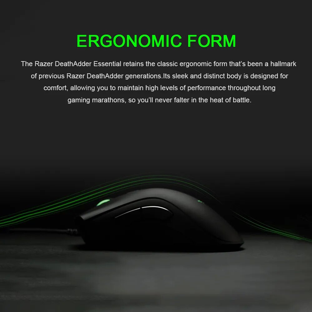 Original Razer DeathAdder Essential Wired Gaming Mouse Mice 6400DPI For ...