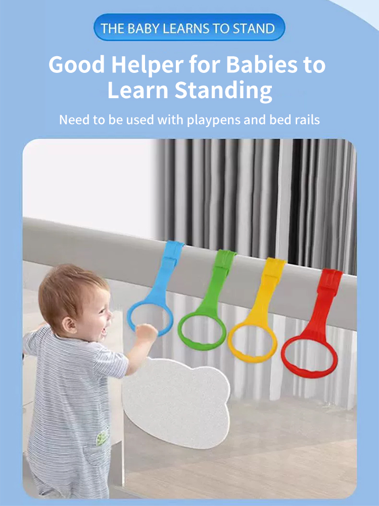 AIODIY Adjustable Hanging Hand Ring for Playpen Bed Rail Baby Standing ...