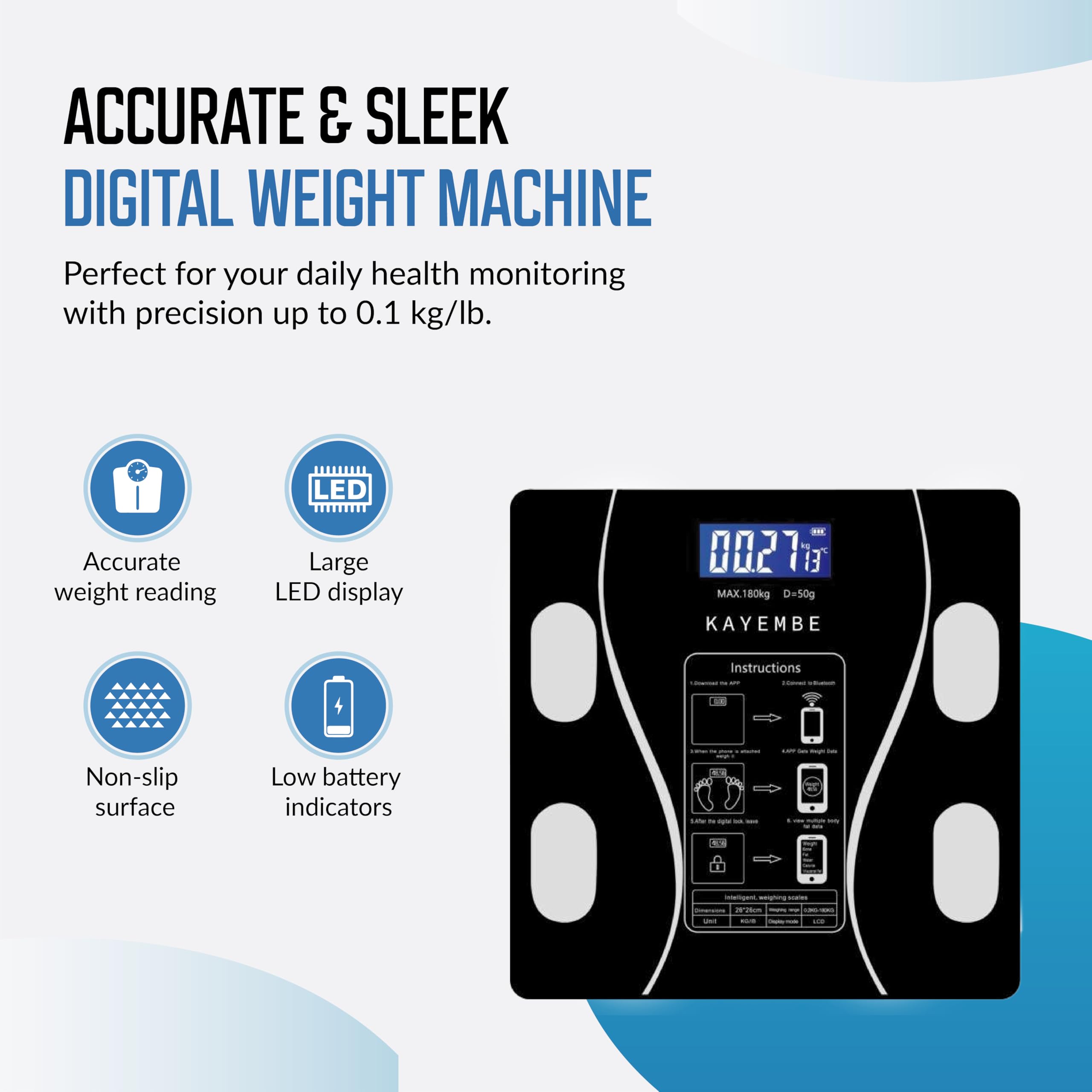 OOKAS Electronic Weighing Scale For Human 12in1 Smart Digital Scale ...