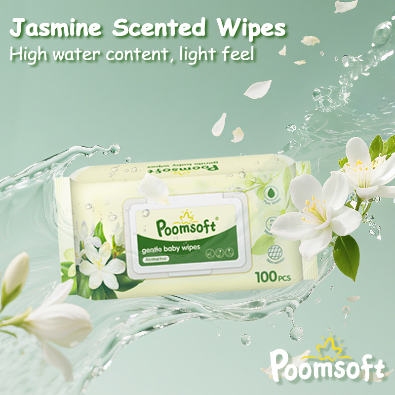 Poomsoft 10 Packs x 100 Sheet Jasmine Scented No-Alcohol Gentle Baby ...