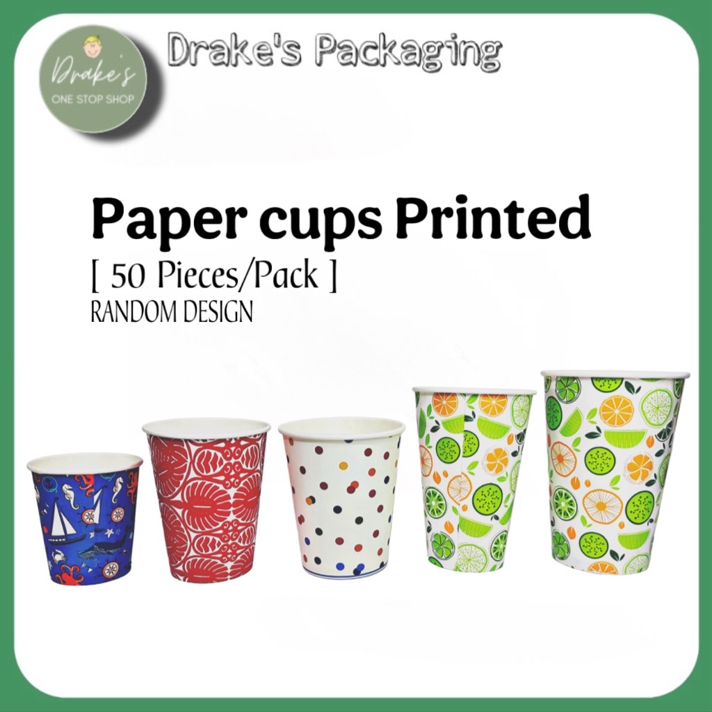 Drake's Packaging Supplies Trading Paper Cups Printed 50 Pieces Pack ...