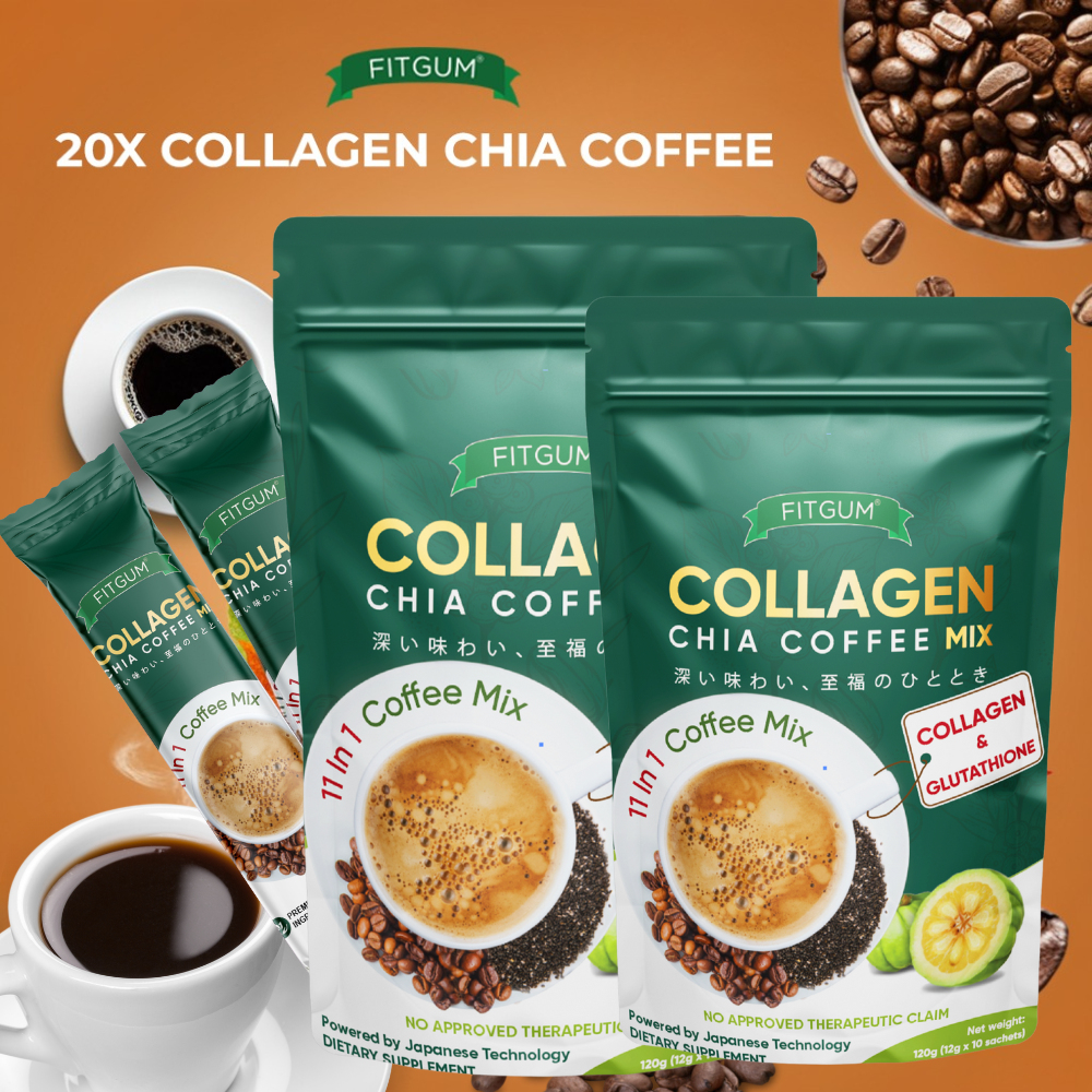 FITGUM 20X Collagen Chia Coffee Real Chia Seeds Coffee Mix Slim Body ...