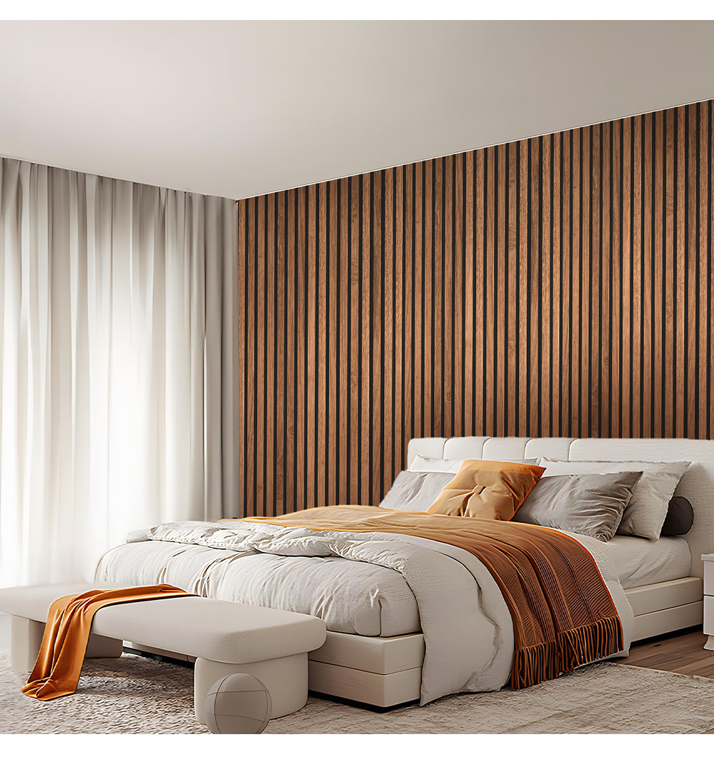 WPC Fluted Wall Panel Sticker Waterproof Grille Design Ecological Board ...