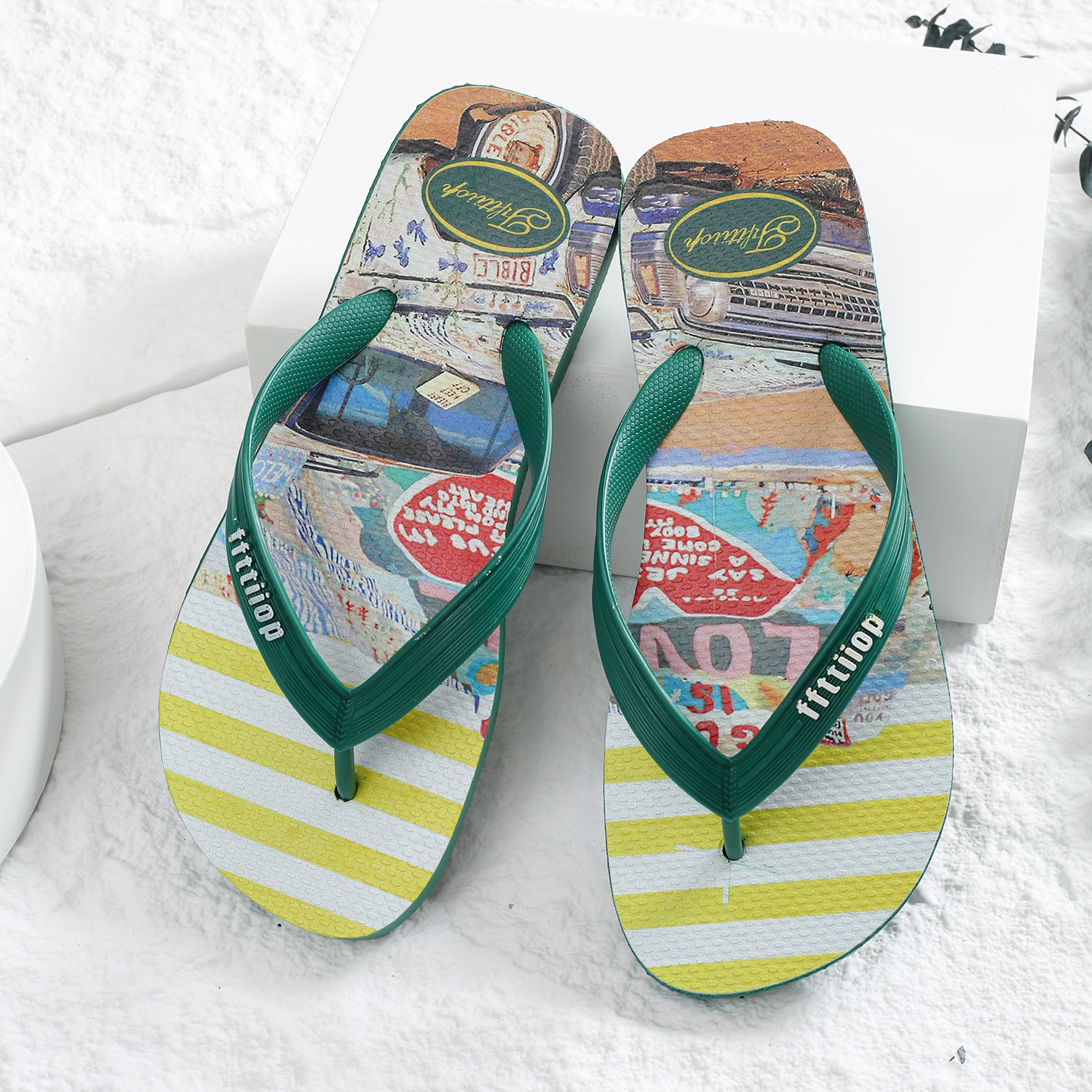 SUP-SLIPPER New style men's trendy printed slippers with widened anti ...