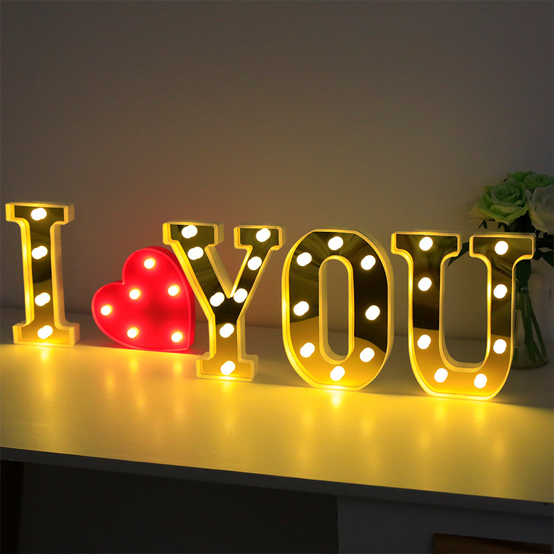 Gold Letters LED Lights Alphabet Name DIY Letter Lights Night Light ...