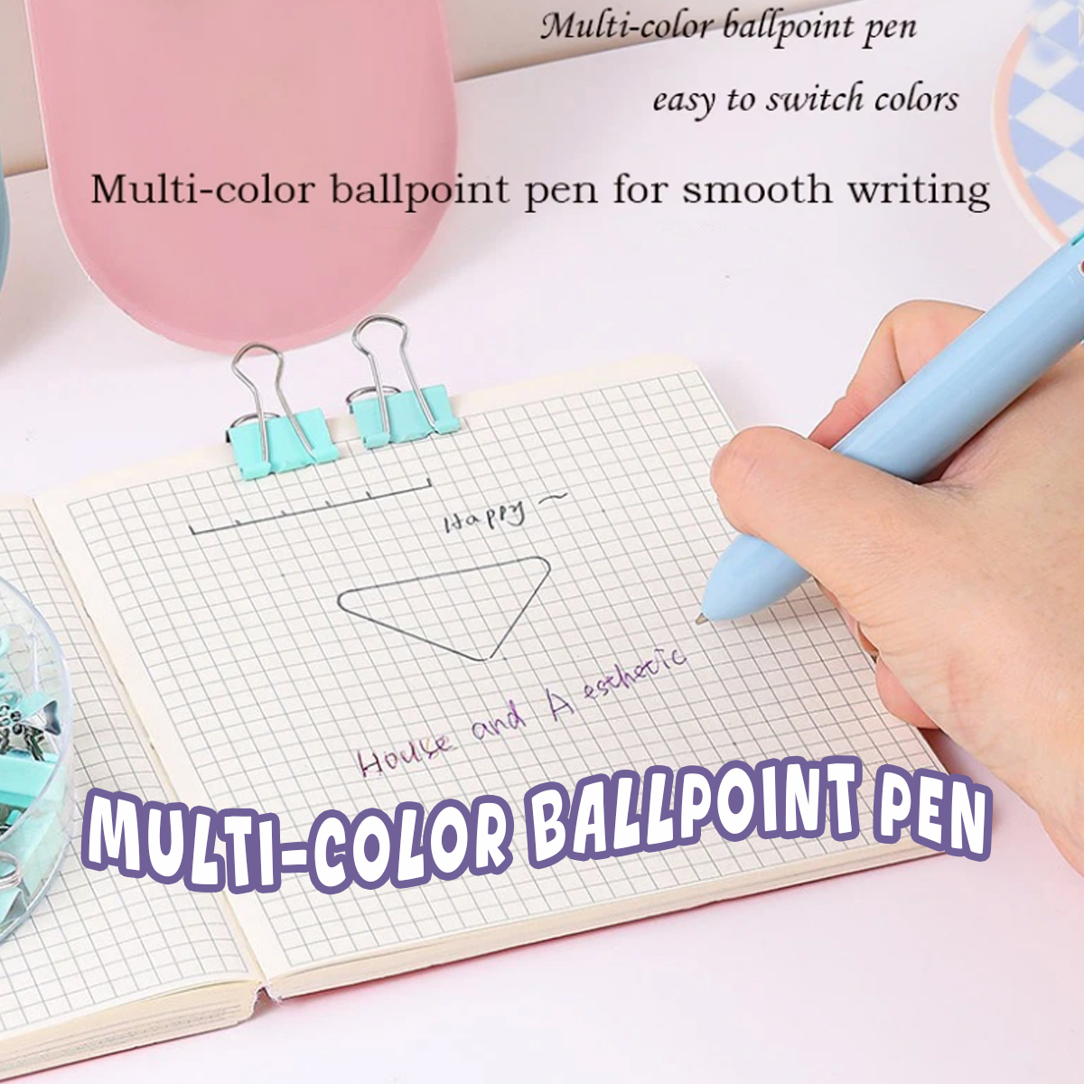 7pcs Stationery Set Ballpoint Pen Pencil Eraser Correction Tape Knife ...