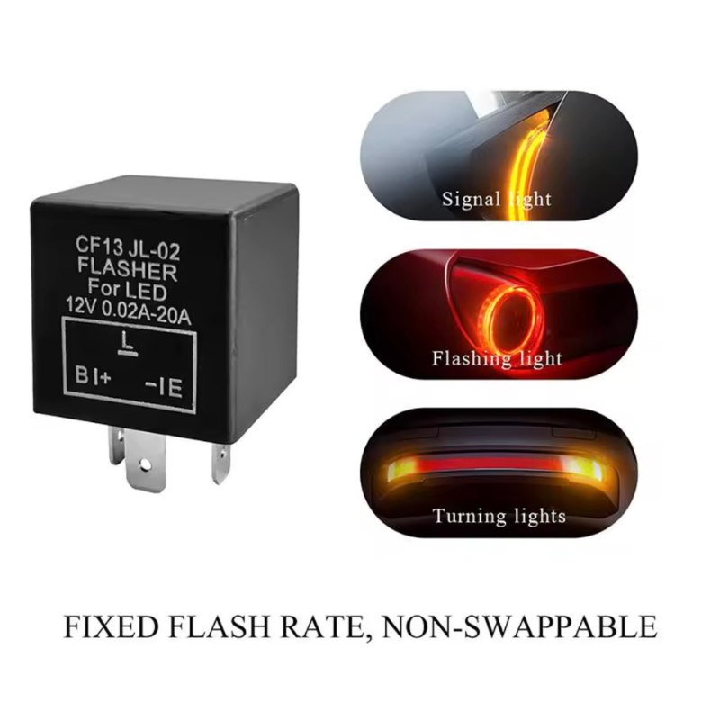 12V CF13 JL-02 3-Pin Car LED Flasher Relay Solve Turn Signal Light Hyperflash Blink F064 ...