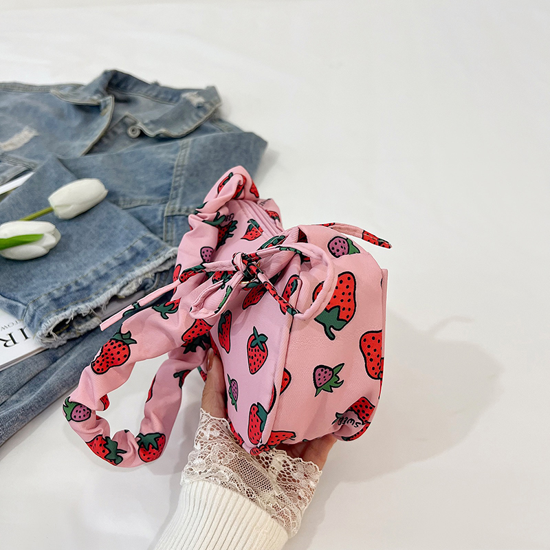 JSC Cute Strawberry Pattern Nylon Kilikili Bag for Woman College ...