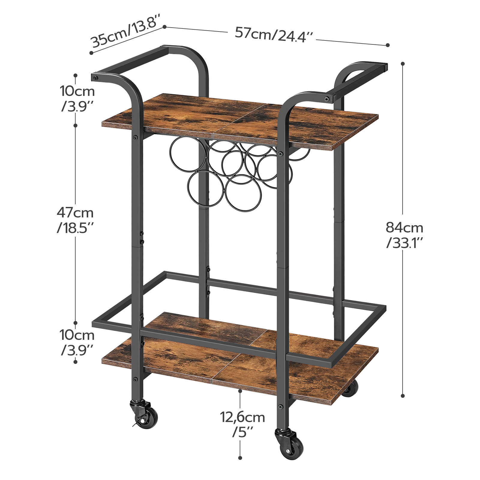 Wine Rack Trolley with Wheels Wine Rack Cart Bottle Organizer Mobile ...