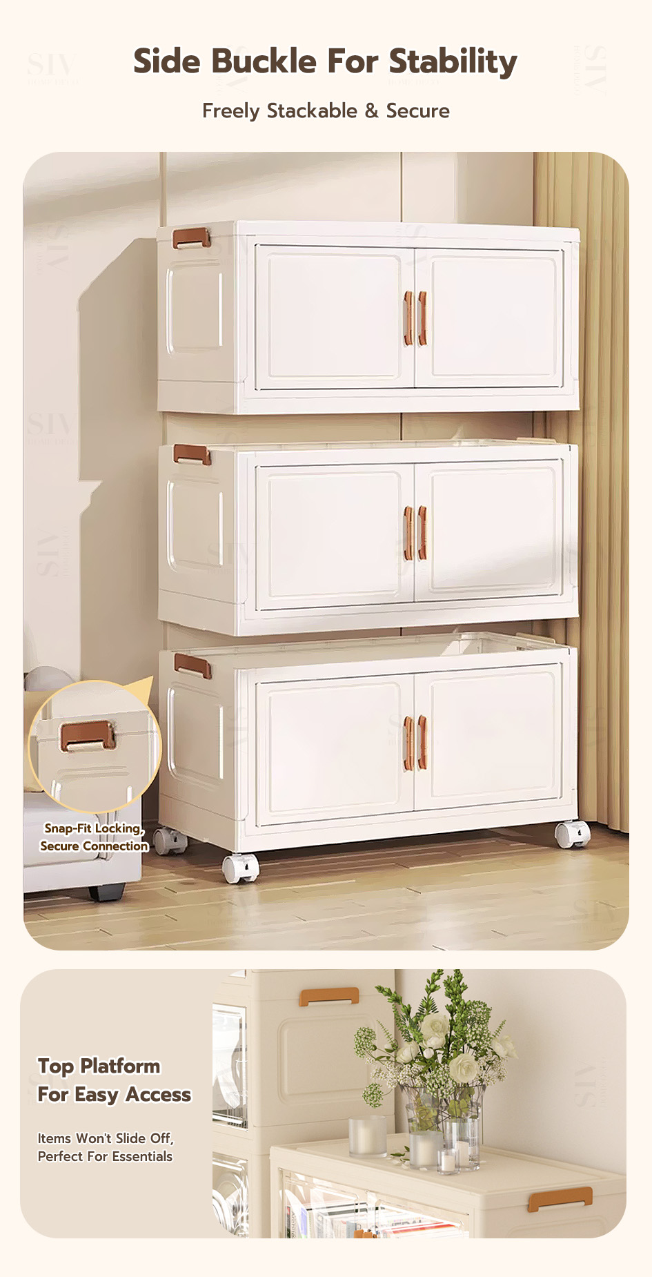 StaxHomedeco 40-60cm Plastic Folding Storage Cabinet Organizer Foldable ...