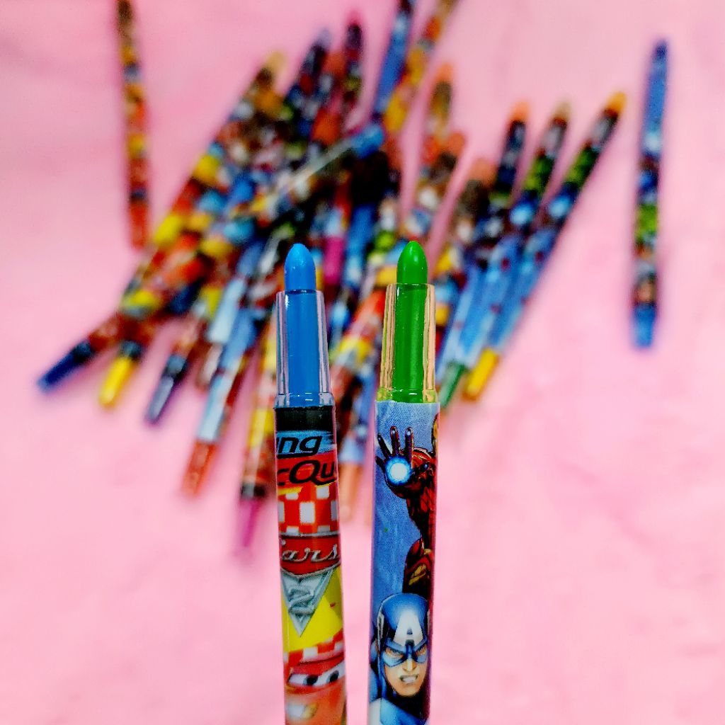 12pcs BIG Rolling Crayons With Characters Design Kids Colors. | Shopee ...