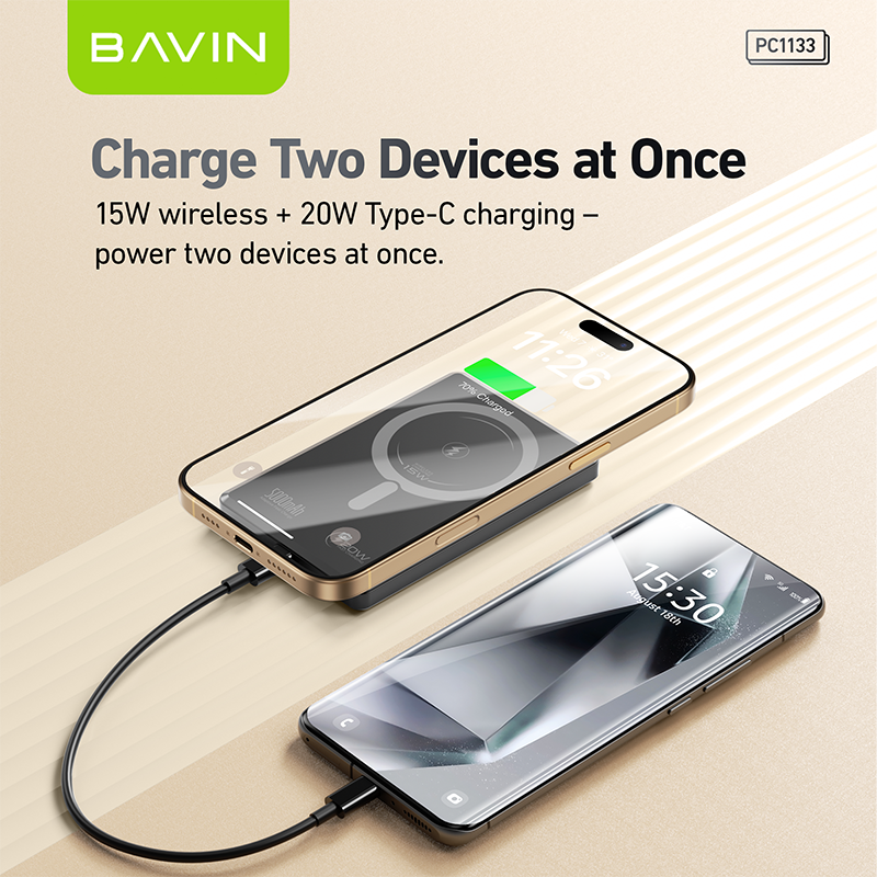 BAVIN PC1133 Magnetic Ultra Thin 5000mAh Wireless Powerbank w/ 20W Fast ...