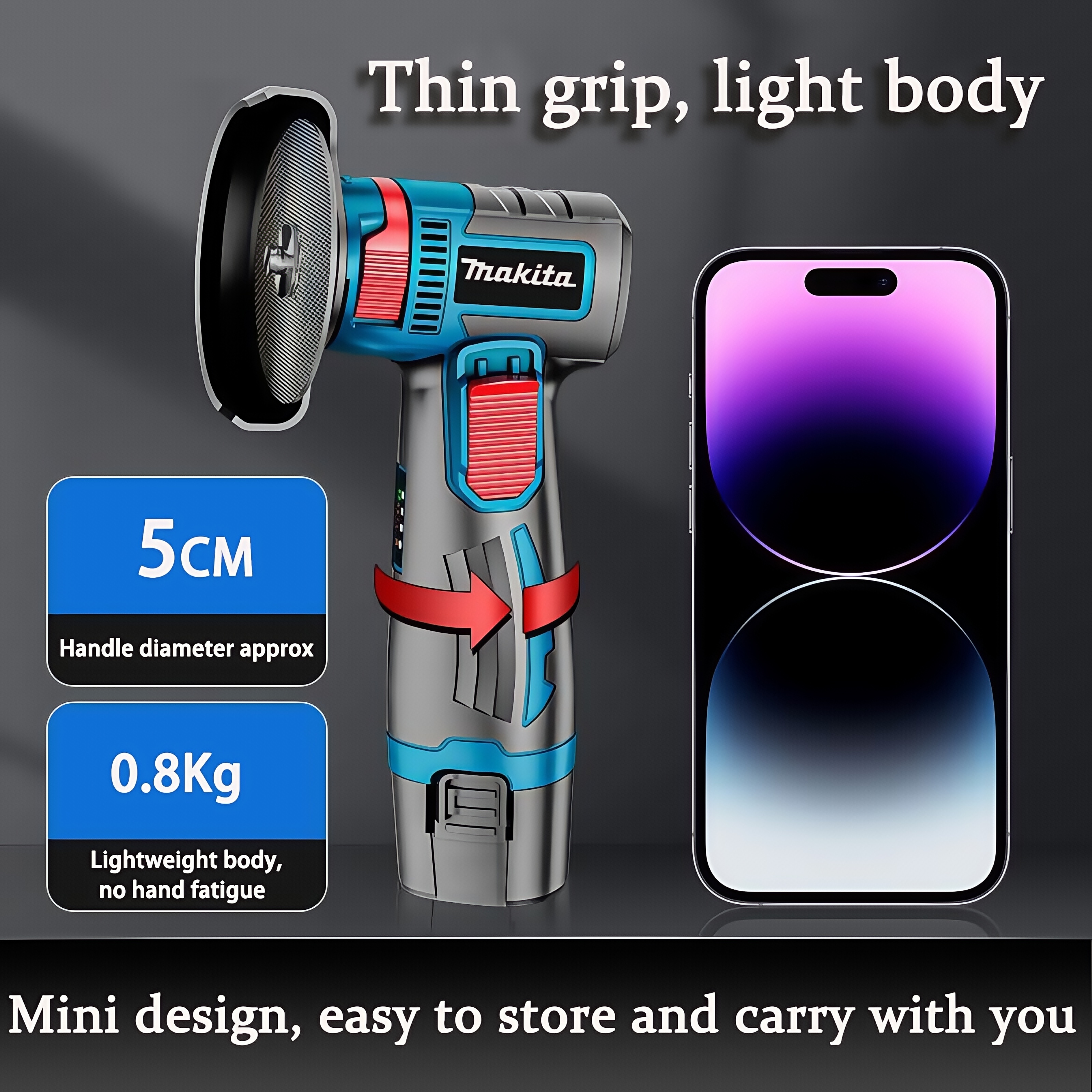 ToolHub Electric Tools Angle Grinder Portable Cutter Cordless Steel Grinding Disc Handheld ...