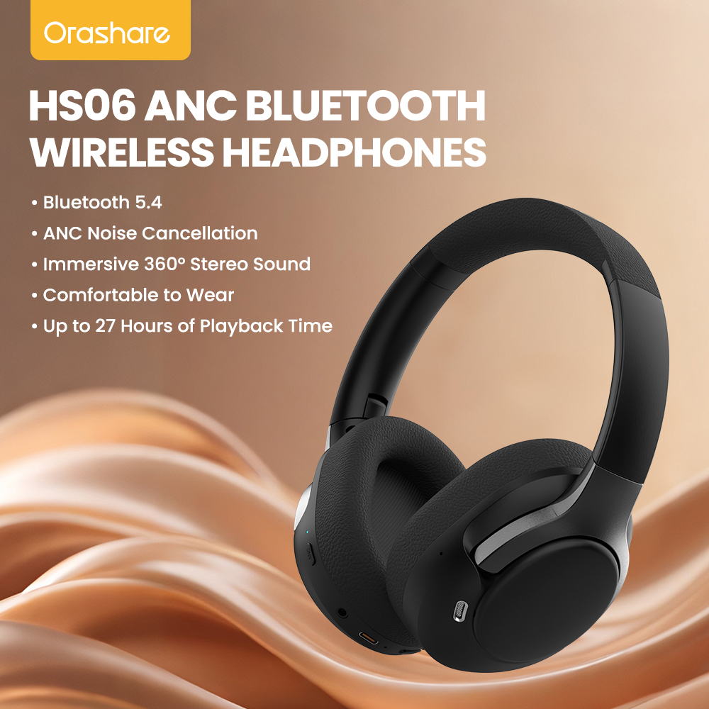Orashare HS06 ANC Wireless Headphones Bluetooth V5.4 Hi-Fi Stereo On ...