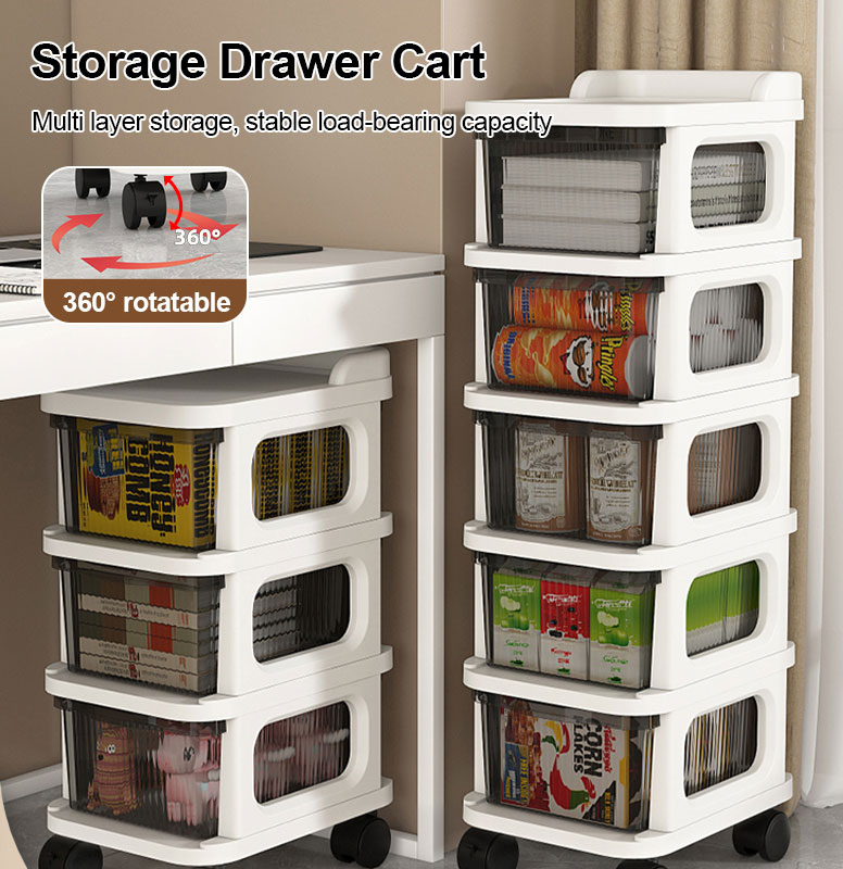 Multi-Layer Drawer Cabinet Stroller Trolley Cart Organizer With wheels ...
