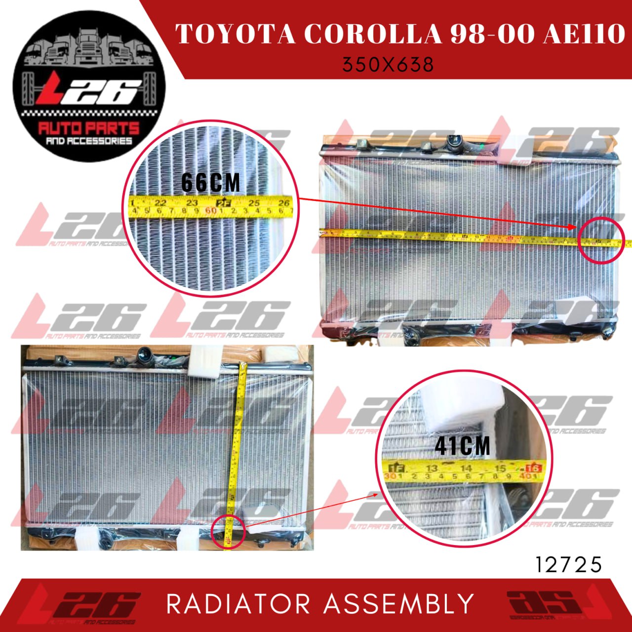 12725 Toyota Corolla AE110 1998-2000 Radiator Assembly A/T 350x638 PA22 ...