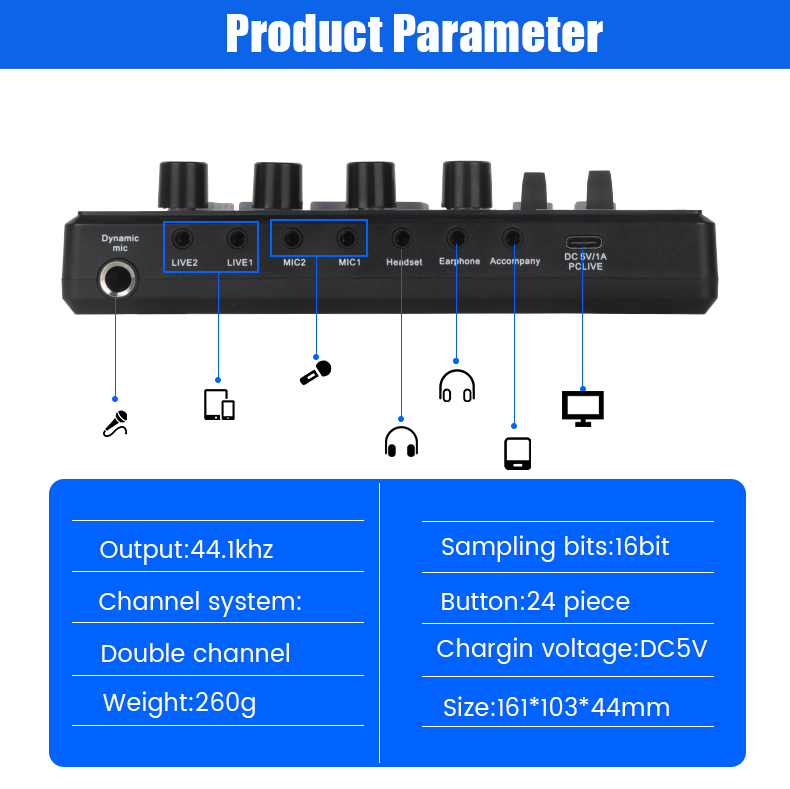 RAYHAYES RJ-F3 Sound Card Audio Usb External Mixer Bluetooth Mic For ...