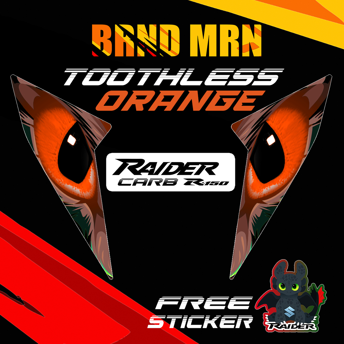 Suzuki Raider 150 carb Toothless eye DECAL sticker tint protector ...