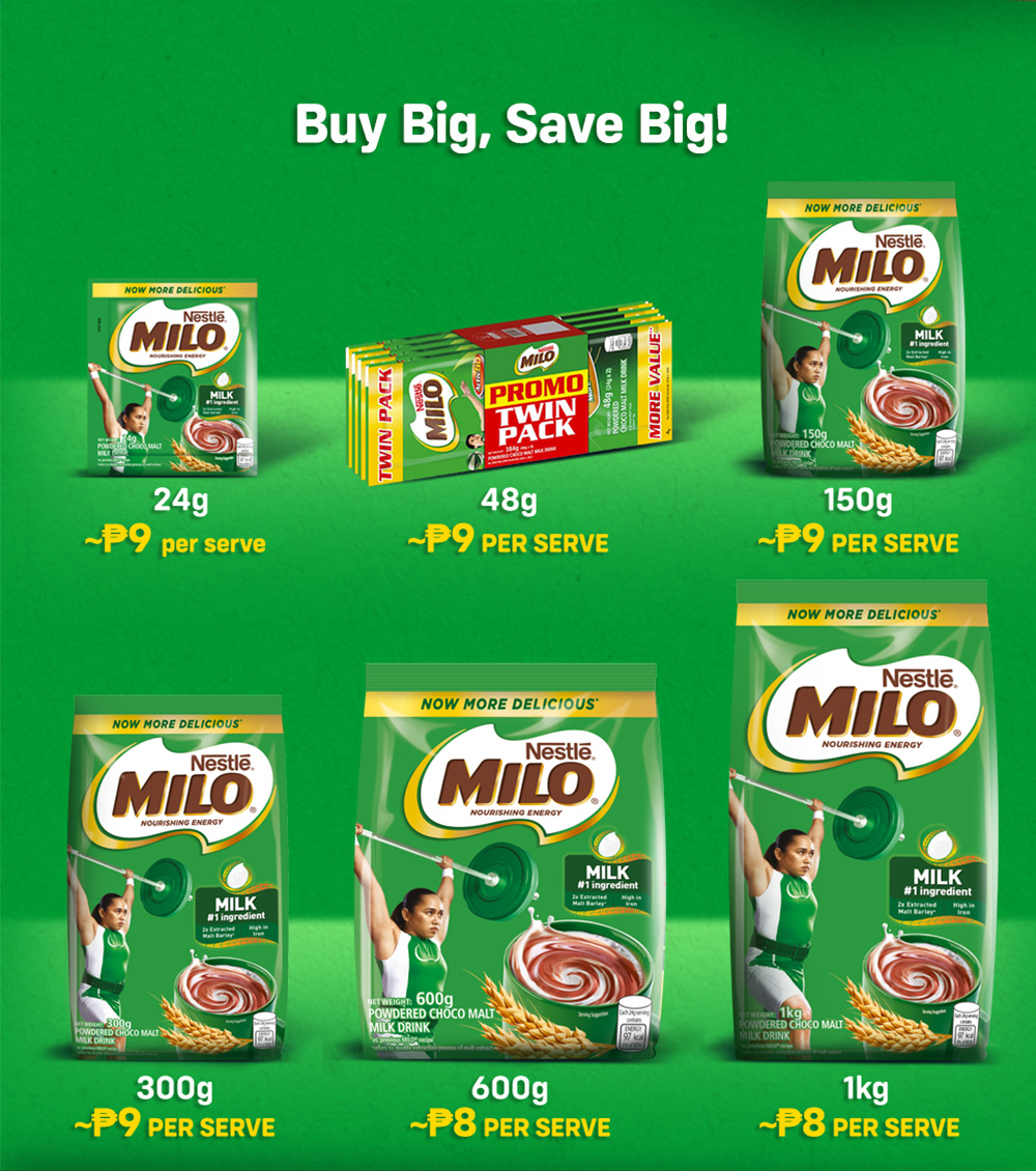 Milo Powdered Choco Malt Milk Drink 1kg + Bear Brand Fortified Powdered ...