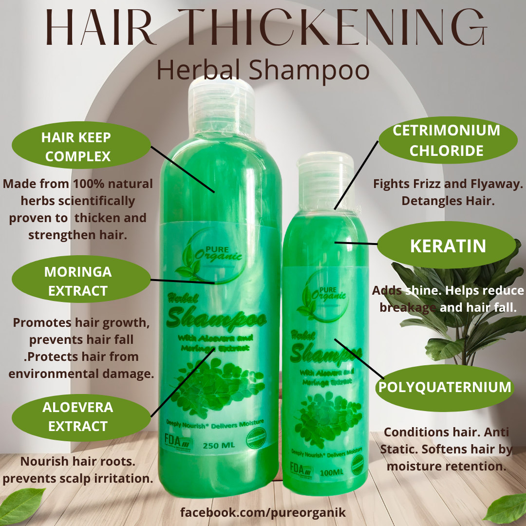 Moringa Herbal Shampoo by Pure Organic Hair Growth and Hair Thickener ...