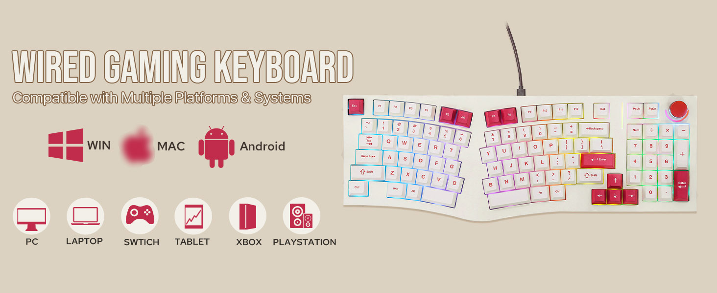FEKER Alice98 Pro 3-Mode Hot-Swappable Ergonomic Mechanical Keyboard ...