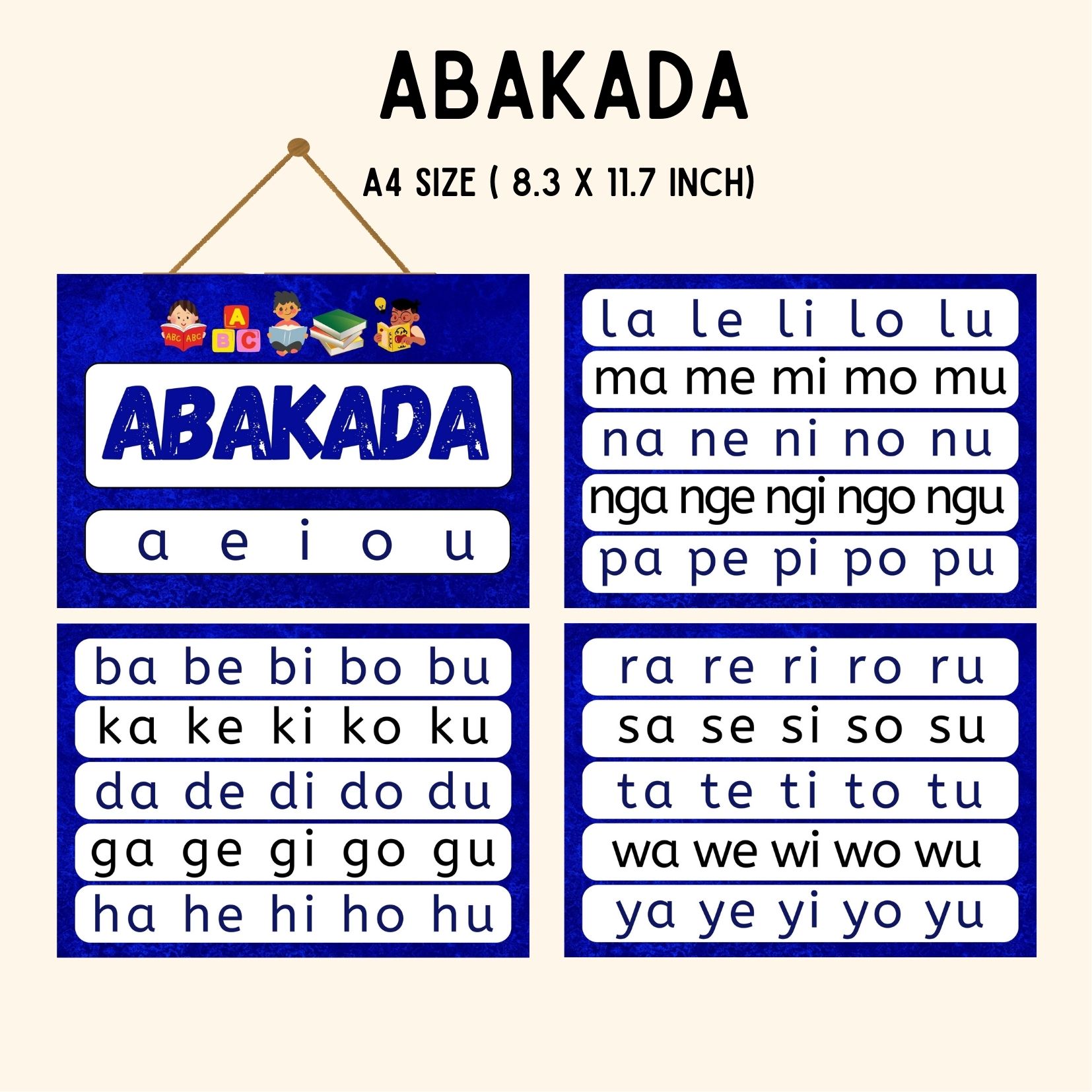 ABAKADA HANGING CHART - FULLY LAMINATED WITH RINGS | Shopee Philippines