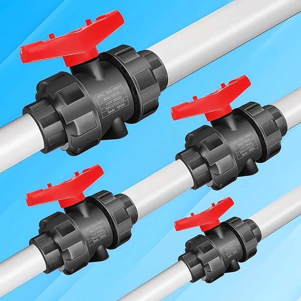 2’’ PVC Double Union Ball Valve UPVC 1-1/2’’ PVC Swimming Pool Valve ...