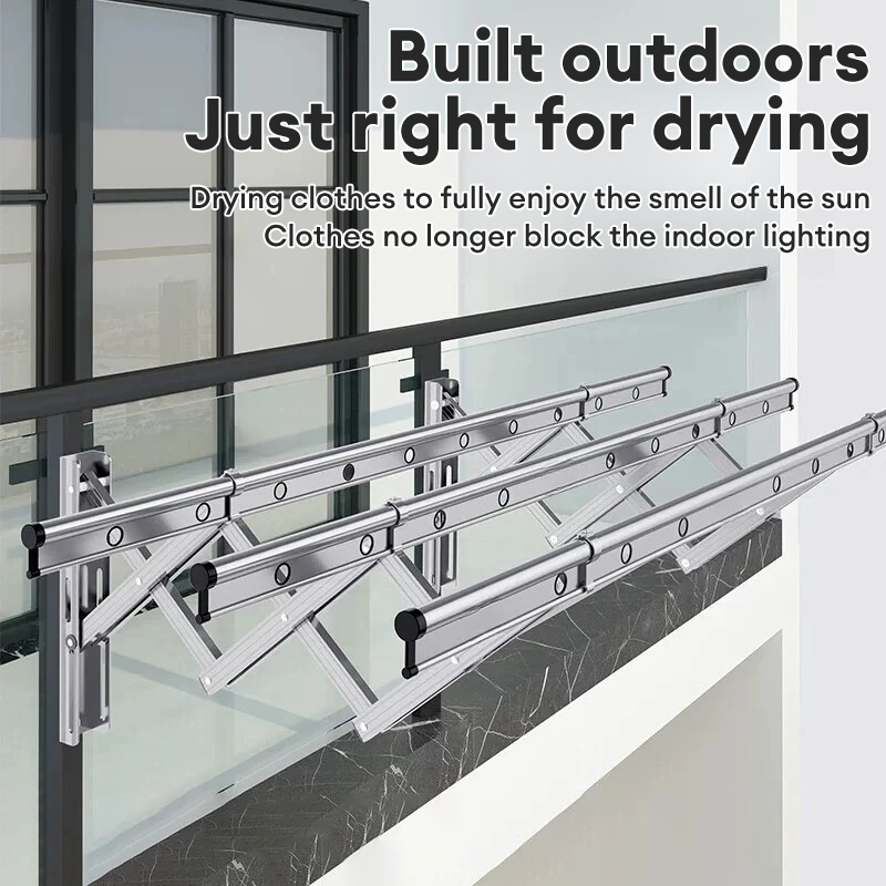 Aluminum Alloy Sampayan Foldable Wall Mounted Clothes Drying Rack Heavy Duty Clothes Rack ...