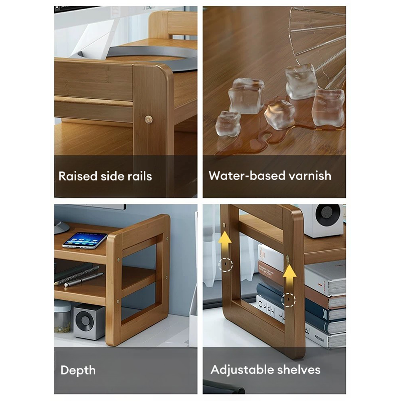 TUBUAN Bamboo Monitor Stand 1Layer/2Layer Computer Monitor Riser Wood ...