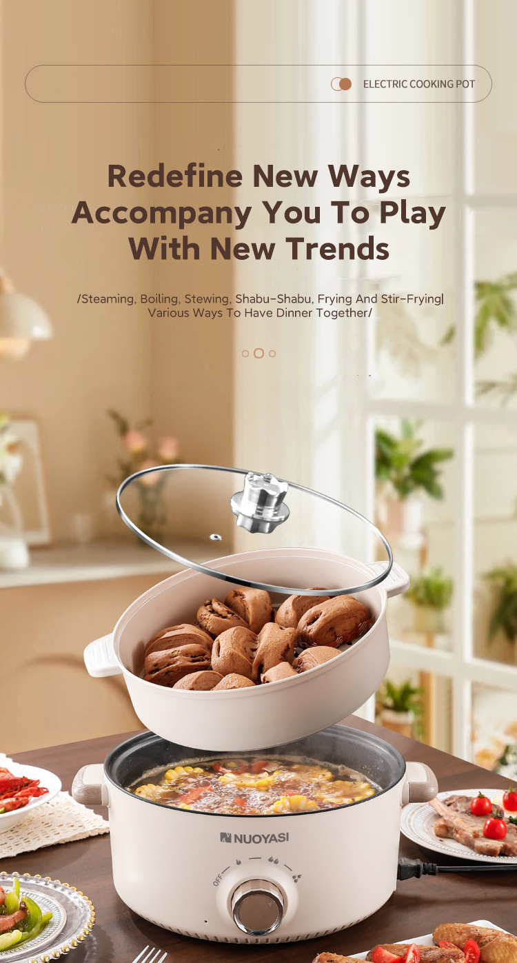 5L Multifunctional Electric Cooker With Steamer 28CM Non stick Rice ...