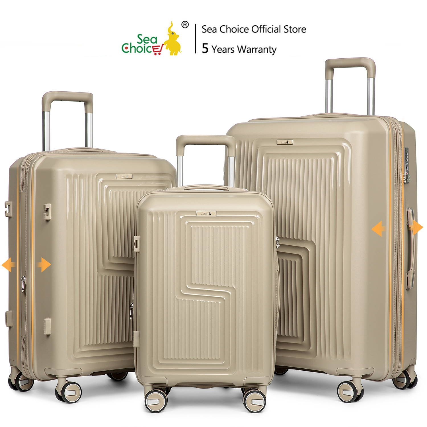 SEACHOICE Expandable 20In Cabin Suitcase Hard Shell PP Lightweight ...
