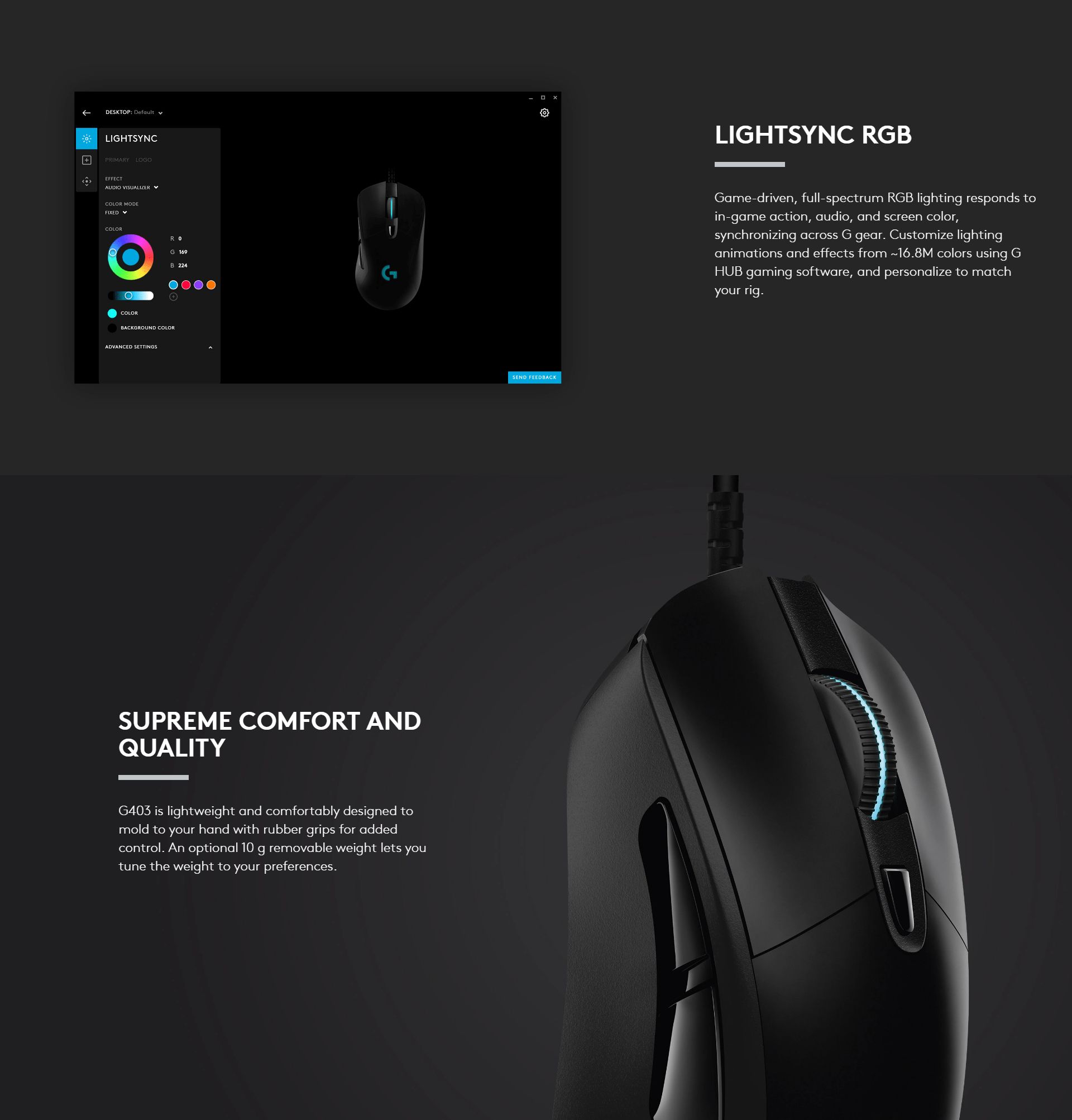 Logitech Gaming Mouse G403 Hero Wired 25K Sensor, 25,600 DPI, RGB ...