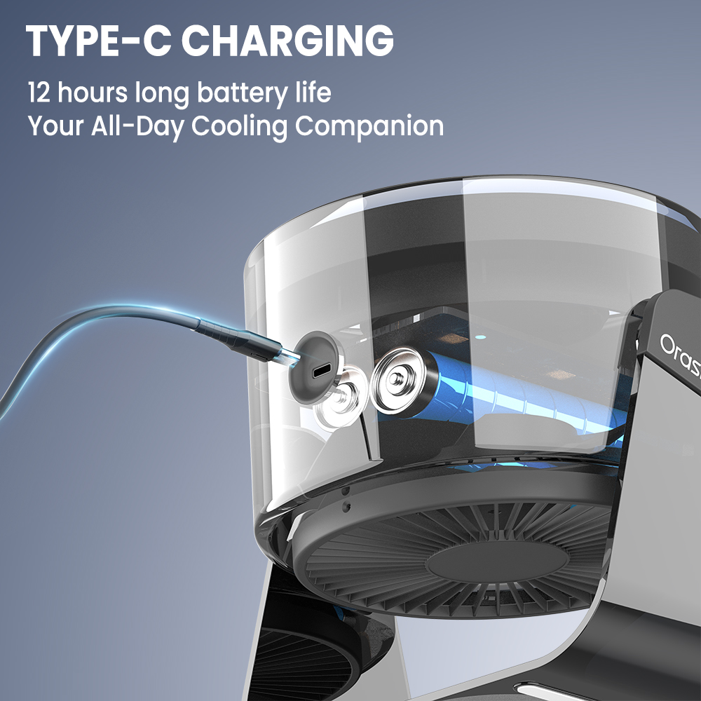 Orashare DF03Max Desktop Fan with RGB Light 1-100 speed Wind 3000mAh ...