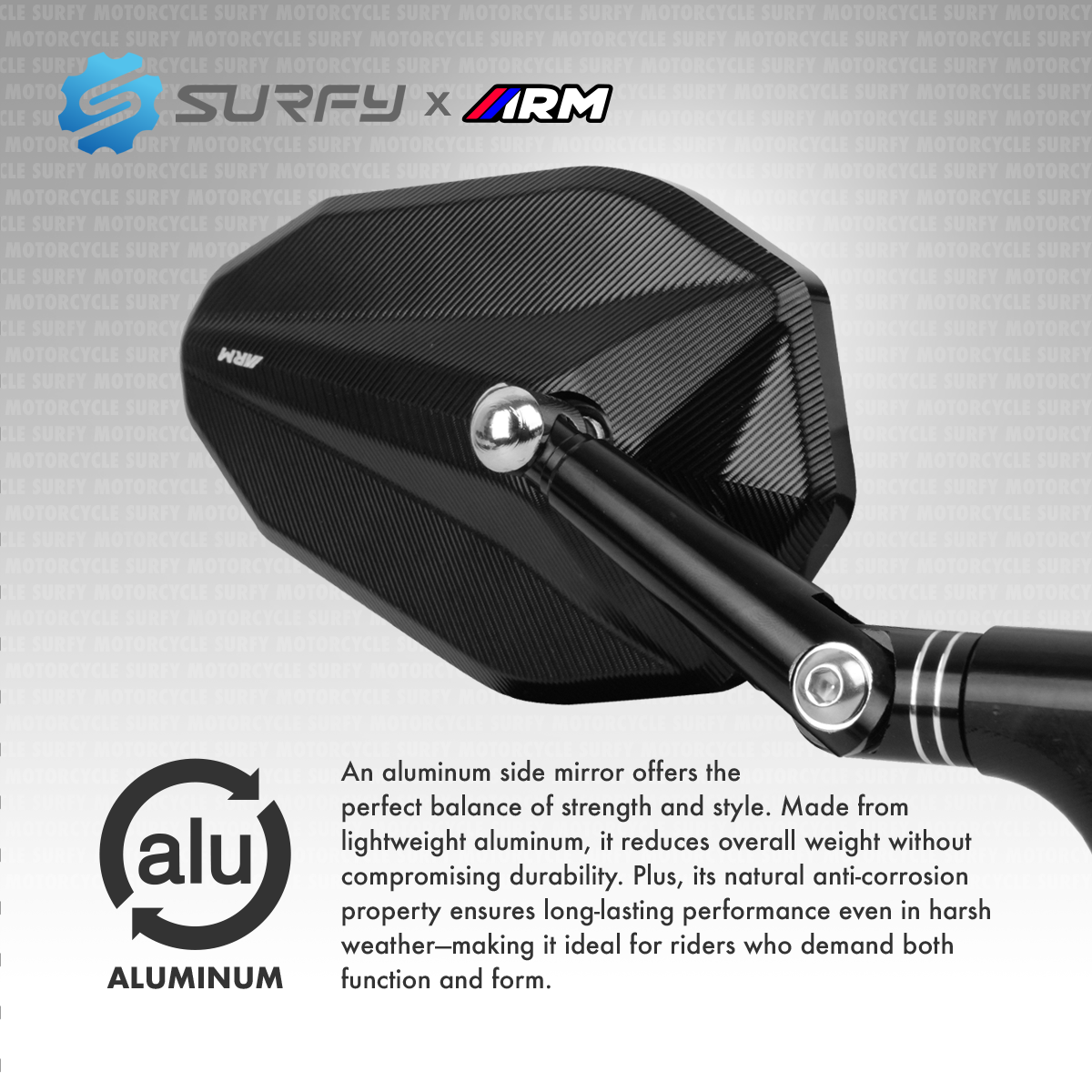 ARM Nighthawk V2 Side Mirror Full CNC Aluminum Adjustable HD Clear Lens ...