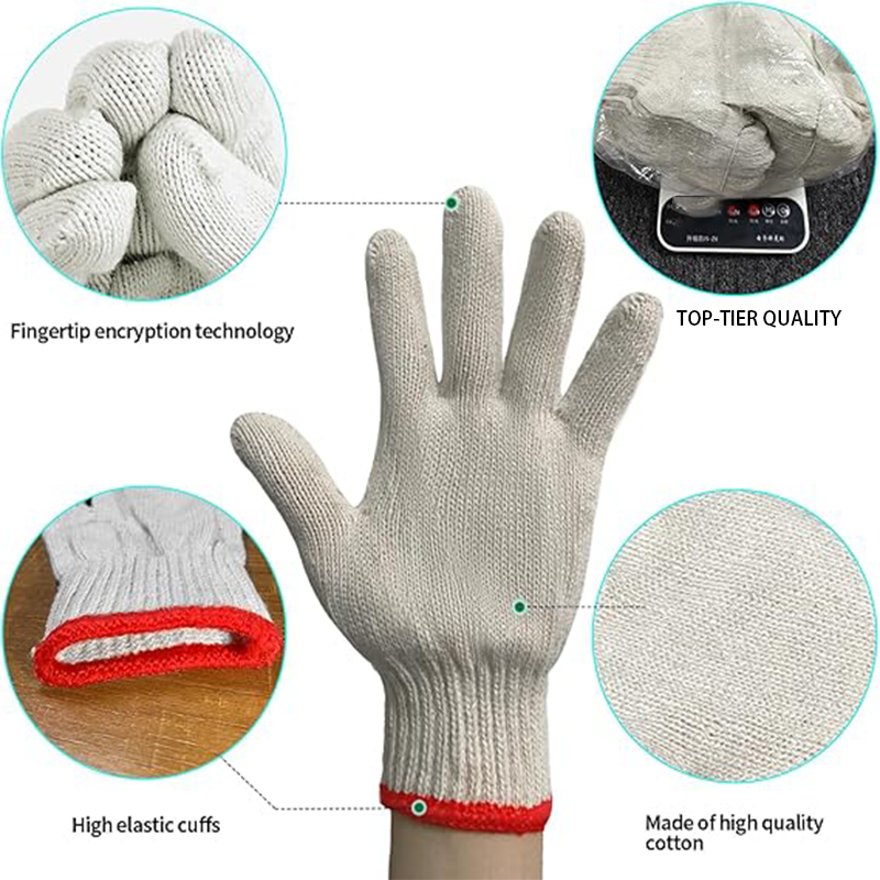 Cotton/Rubber Construction Work Gloves Breathable No-slip Safety ...