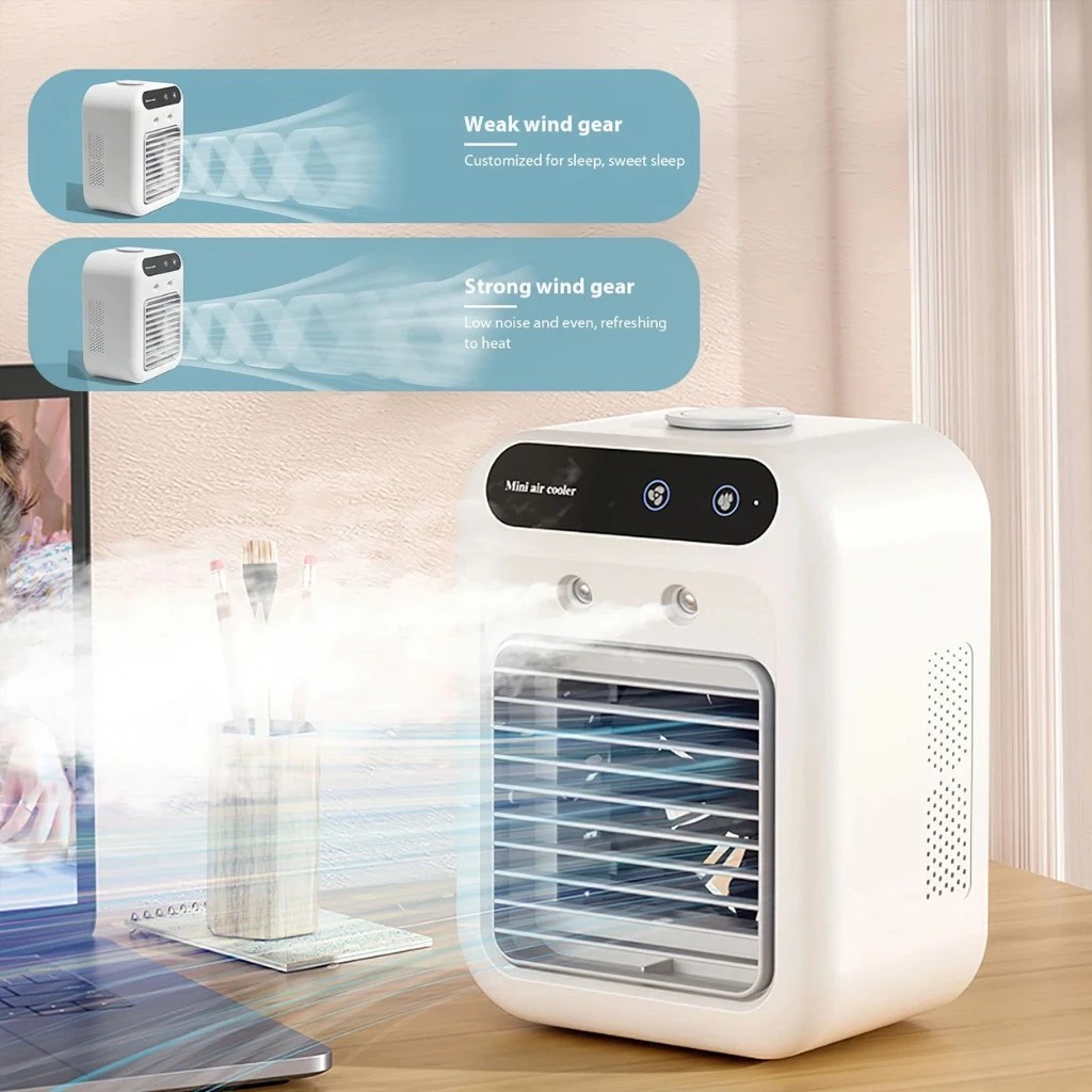 Mini Desk Electric Misting Fan Air Cooler with USB Portable 3 Speed ...