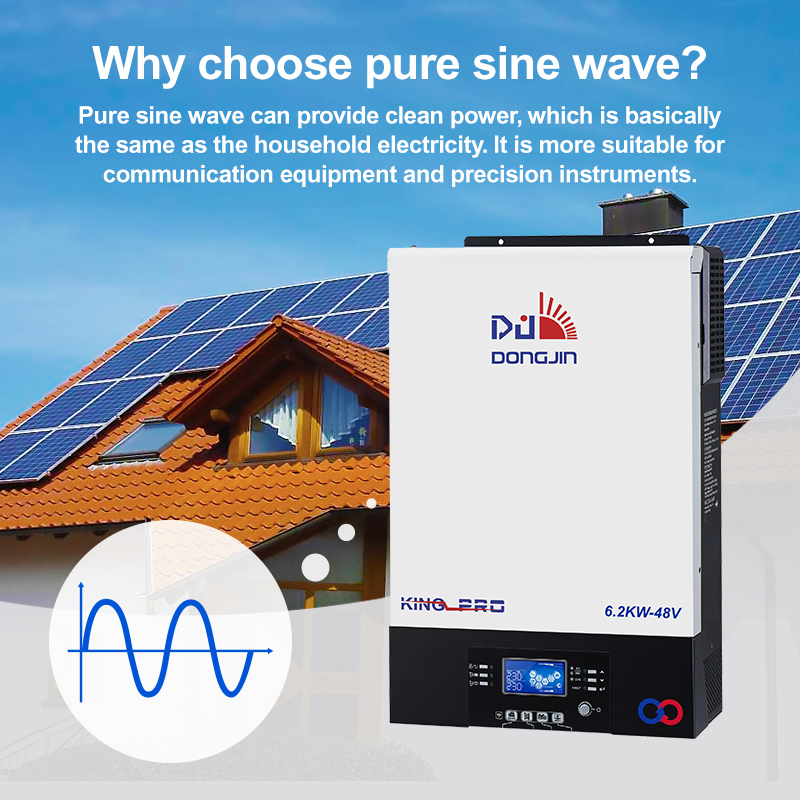 DongJin Power Hybrid Solar Inverter 6200W 40-60V 6.2KW Pure Sine Wave built-in 120A MTTP charger ...