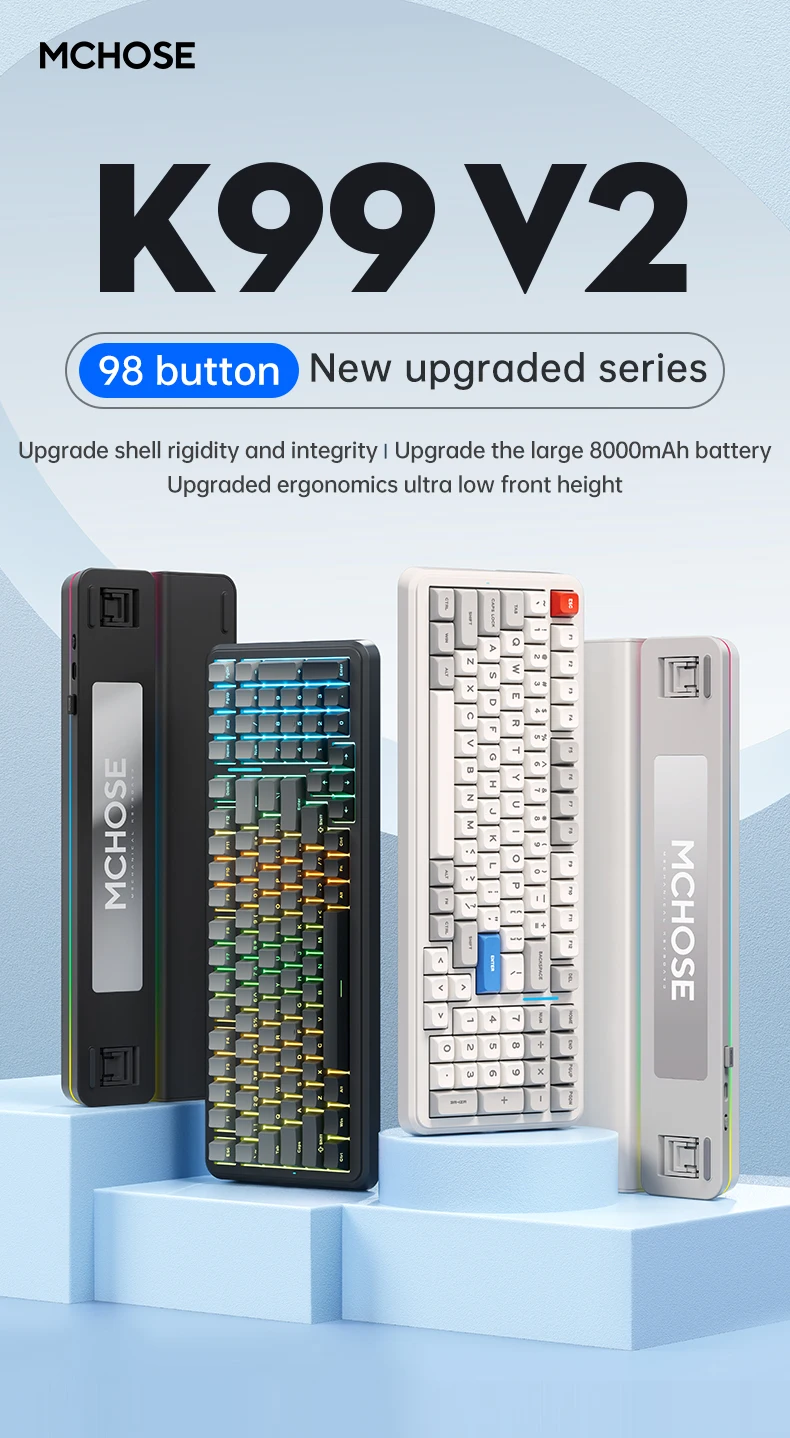 MCHOSE K99 V2 Tri-mode Wired 2.4g Wireless Bluetooth Customized Mechanical Keyboard E-sports ...