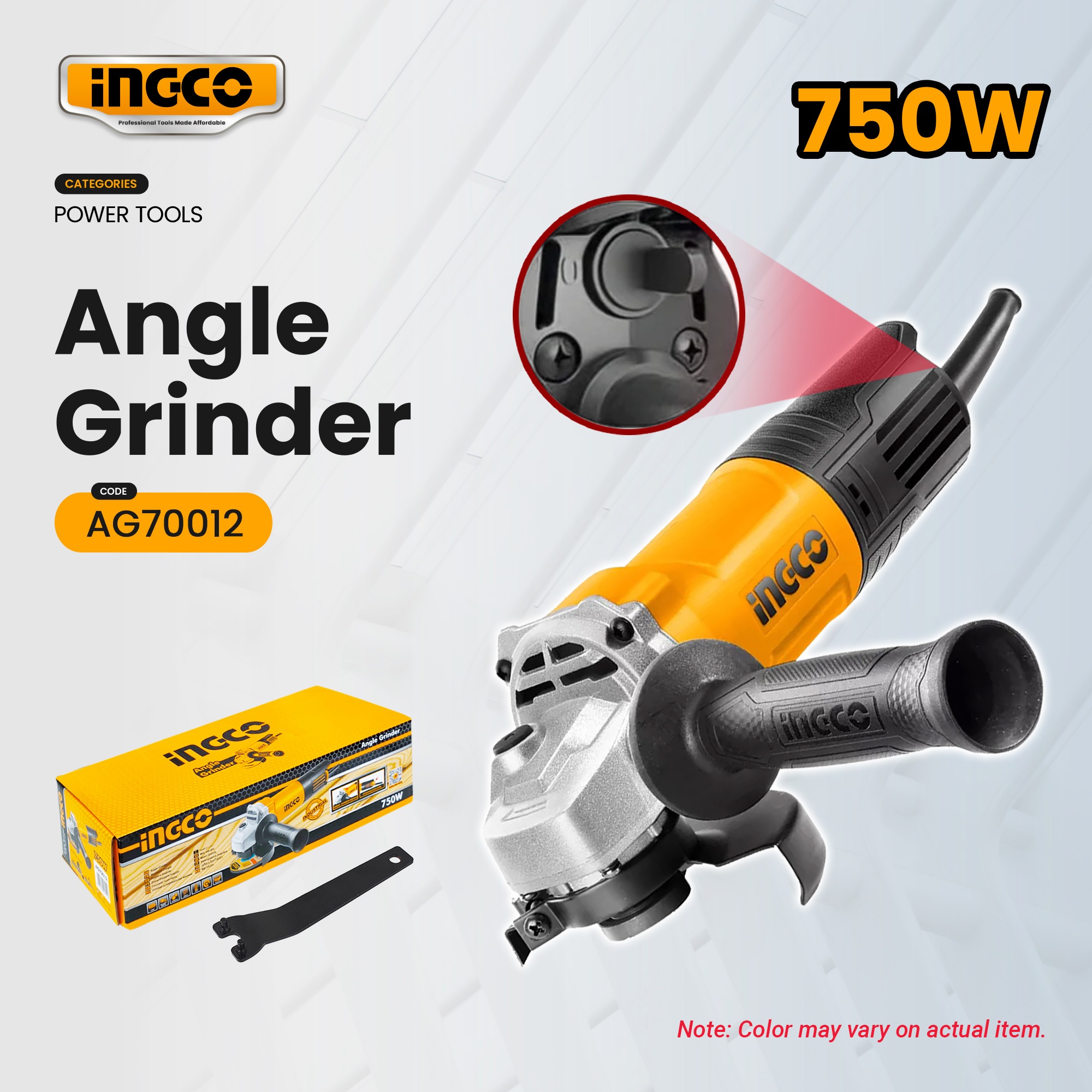 INGCO Electric Angle Grinder Cutting Machine 750W AG70012 IPT | Shopee ...