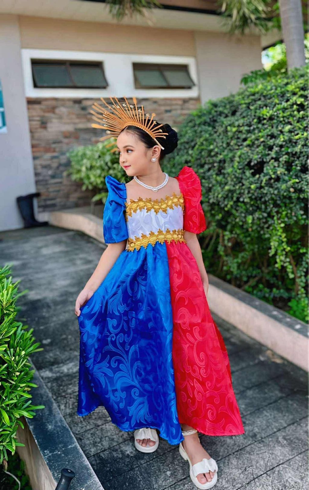 ZHENSCO Modern Filipiñiana Sylvia Buwan ng Wika Maxi United Nation Gown Kids Costume Dress ...