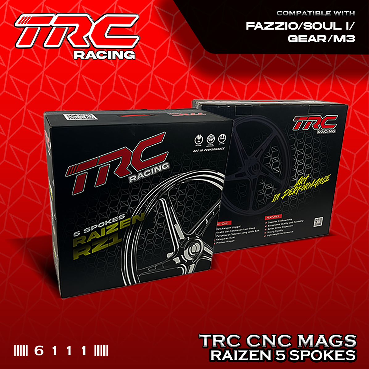 TRC CNC Mags Raizen 5 Spokes (1.4 F x 1.4 R x 17) for FAZZIO/GEAR/SOUL ...