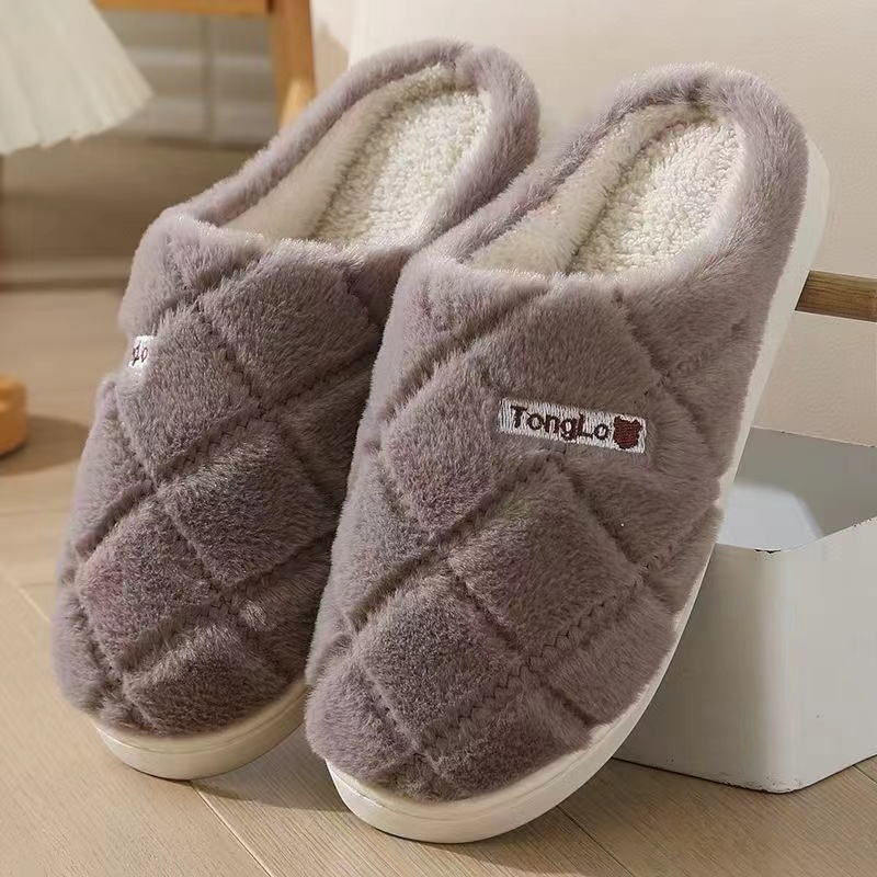 Cotton Slippers Diamond Grid Style Women And Mens Warm Slippers For ...