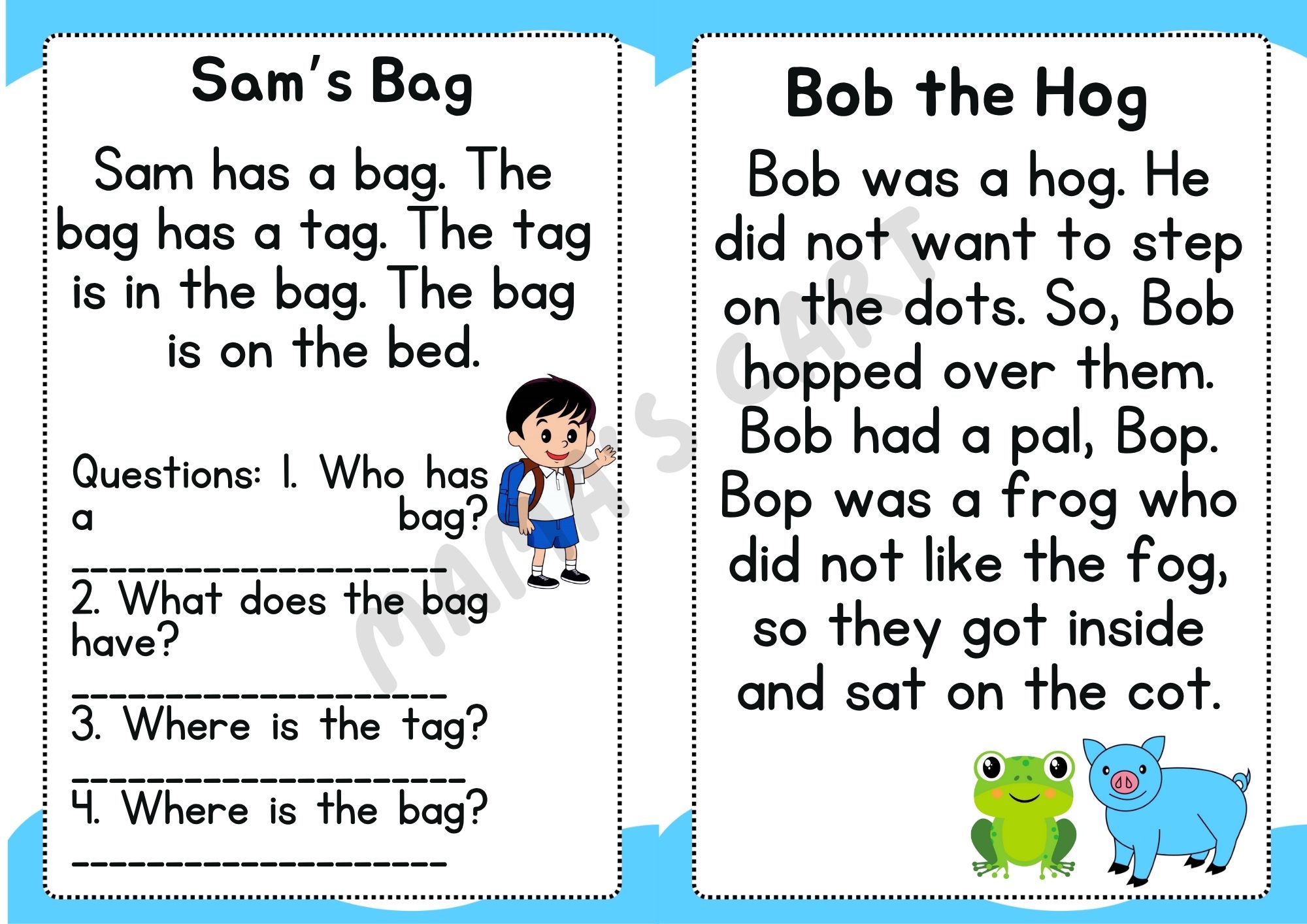 CVC SHORT STORIES FOR EARLY READING PHONICS AND COMPREHENSION PRACTICE ...