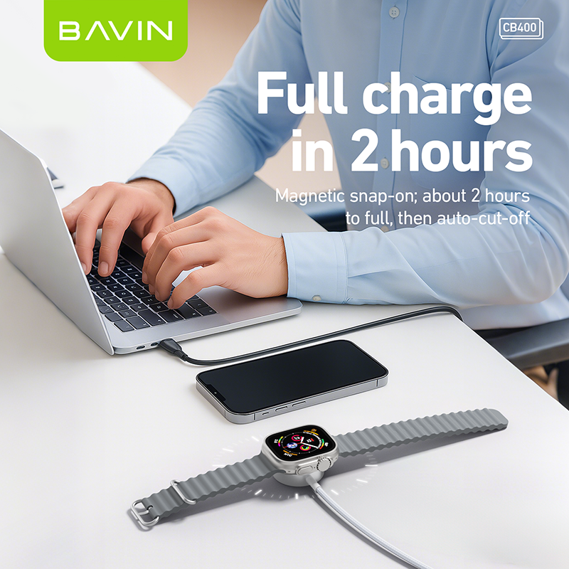 BAVIN CB400 3W Smartwatch Wireless Magnetic Charger w/ Type-C Cable for ...